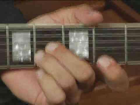 Root-Position des B-Dur-Gitarren-Akkord auf den oberen Saiten