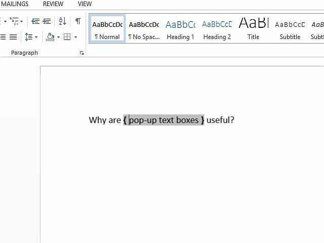 Wie erstelle ich Text-Popups in Microsoft Word