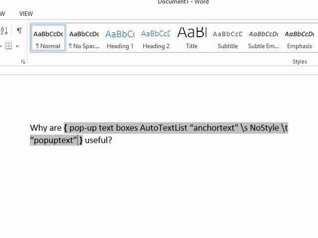Wie erstelle ich Text-Popups in Microsoft Word
